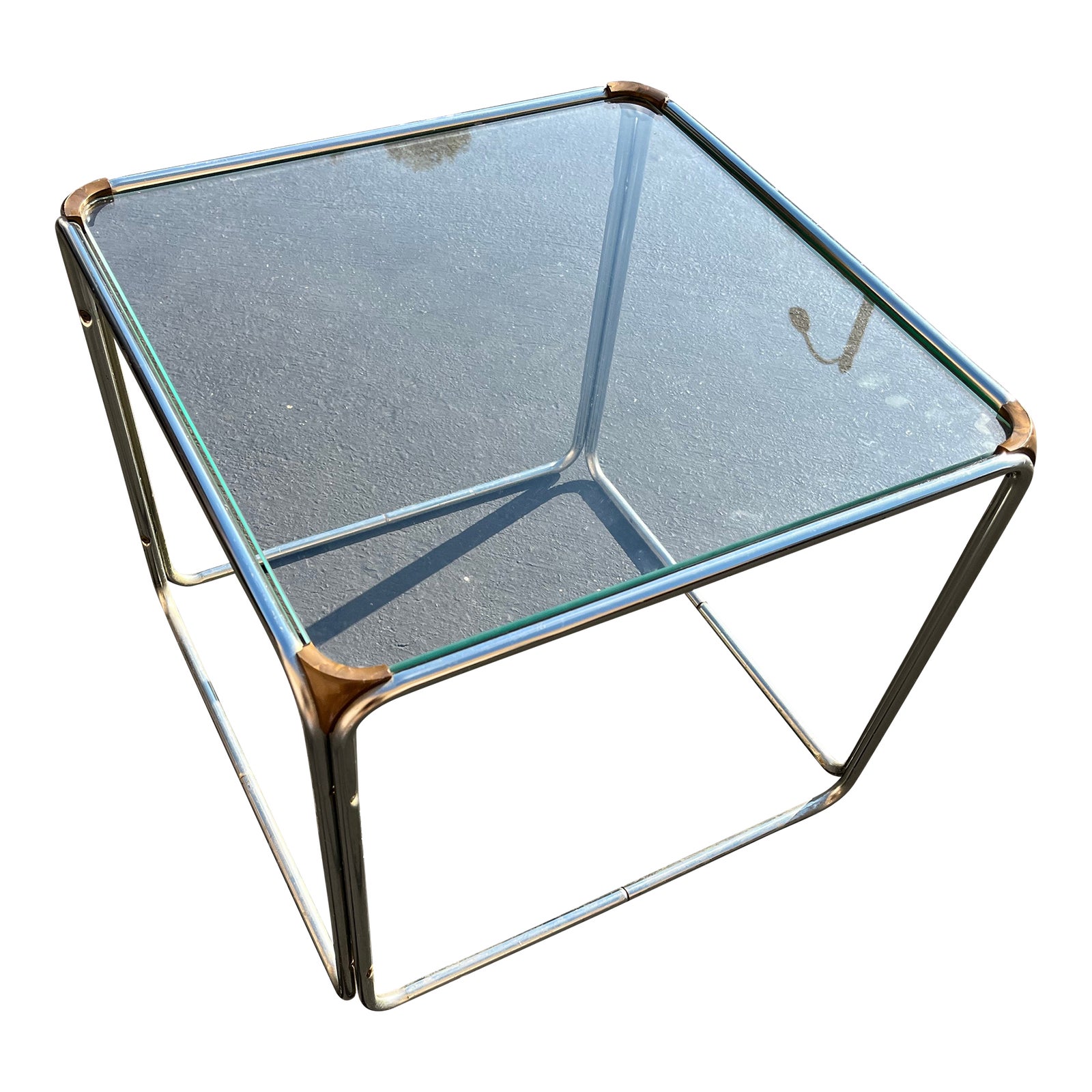 Vintage Mid Century Modern Chrome & Glass Cube Side Table | Chairish