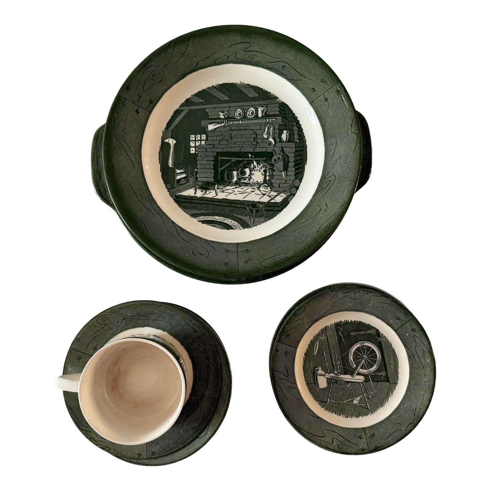 Vintage Royal China Colonial Homestead Green Dinnerware - 13 Pieces ...