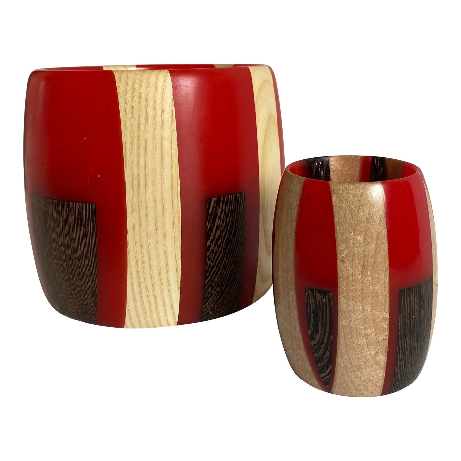 Handcrafted Wenge/Ash/Red Epoxy, Artist Signed Wood Bowls- Set of 2 ...