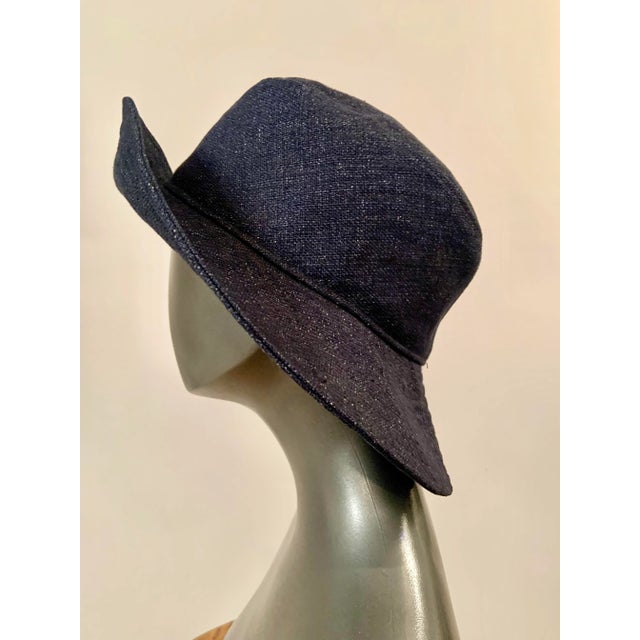 Chanel Dark Blue Denim Hat With Quilted Brim | Chairish