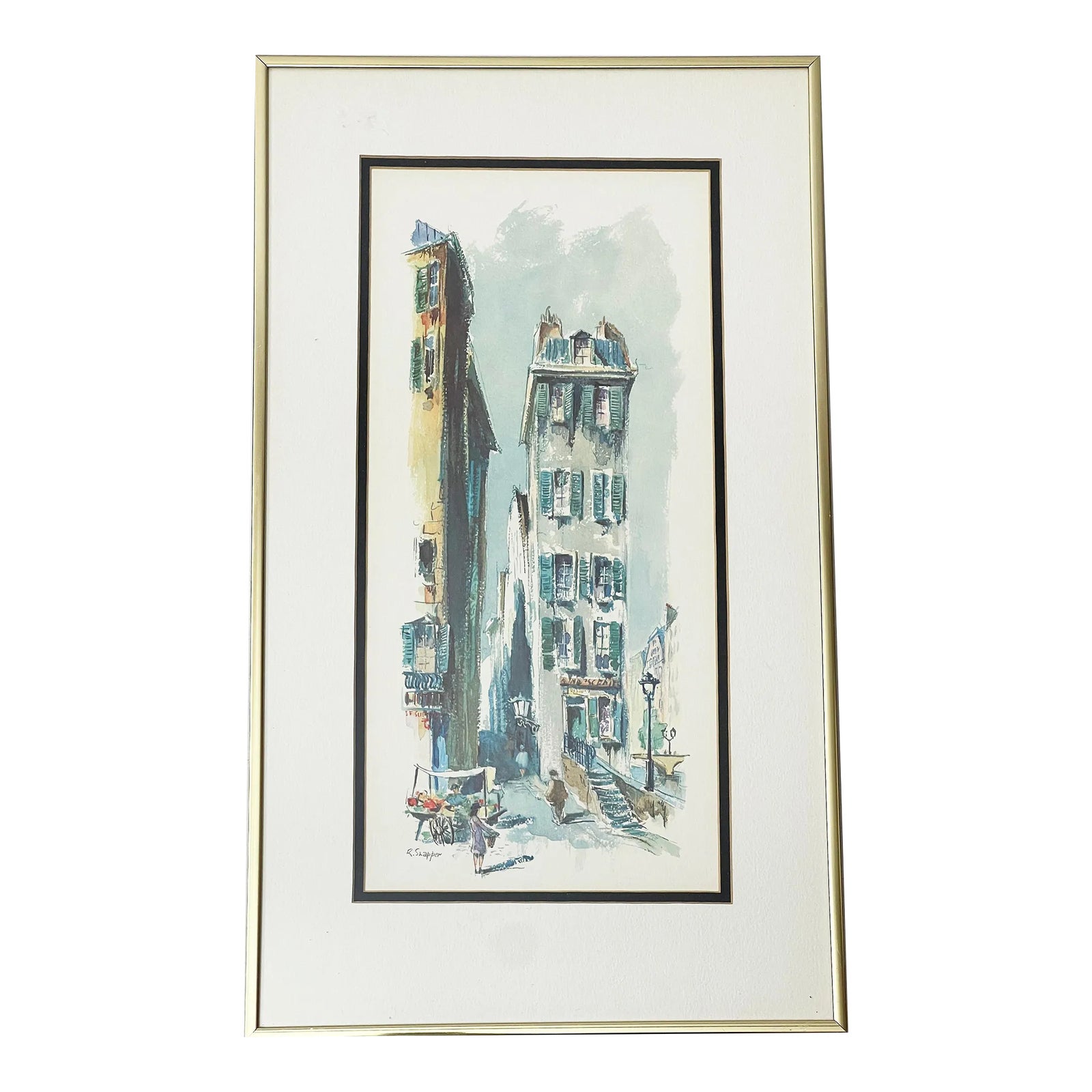 Mid Century Modern Framed Abstract Cityscape Print by Dutch Artist ...