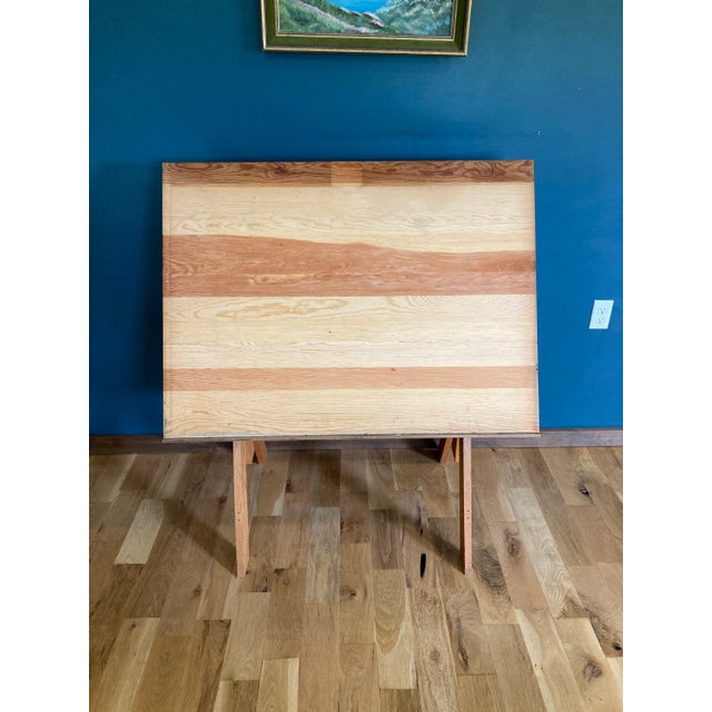 Mid 20th Century Adjustable Wood Drafting Table With Light | Chairish