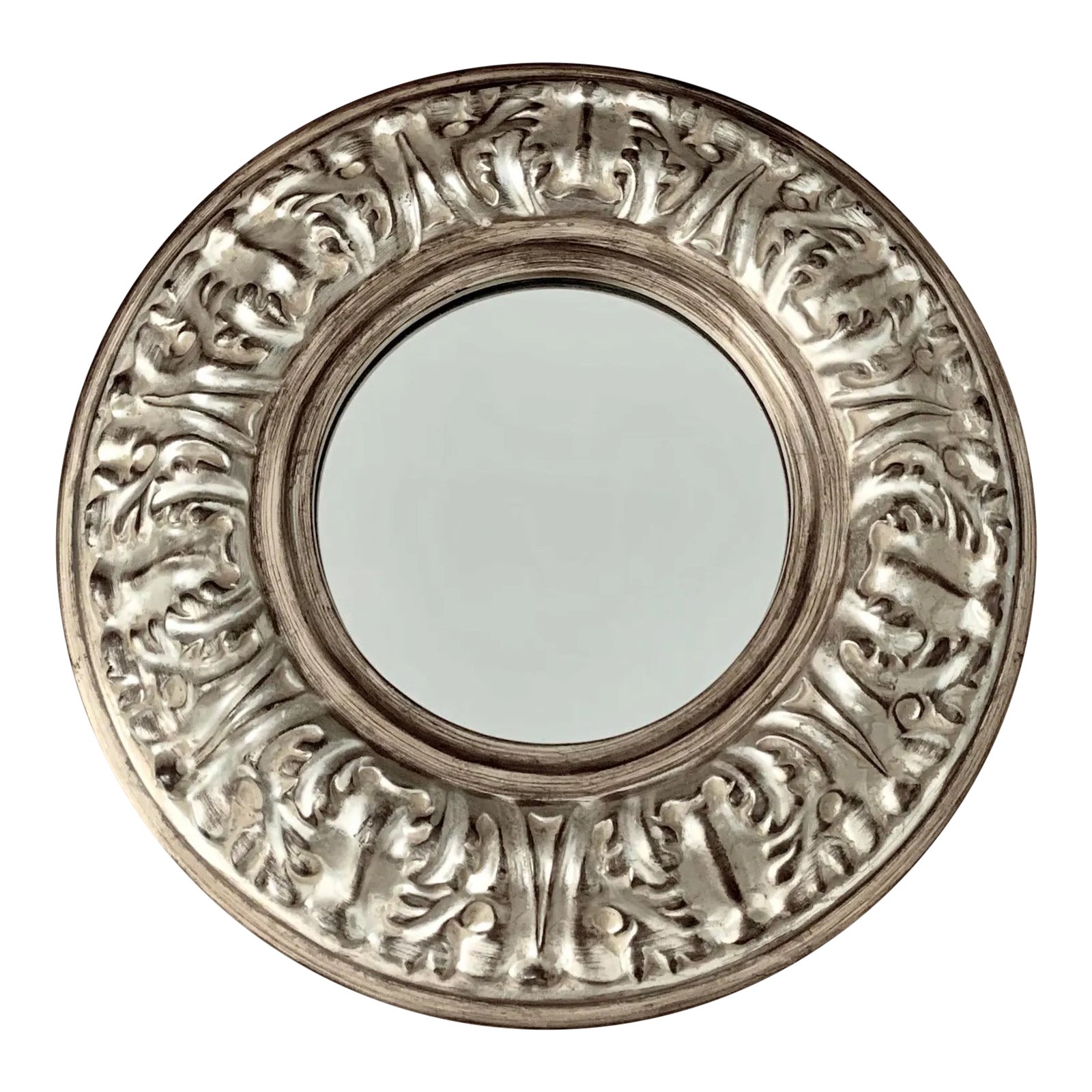 1990s Vintage Bombay Company Silver Accent Wood Wall Mirror | Chairish