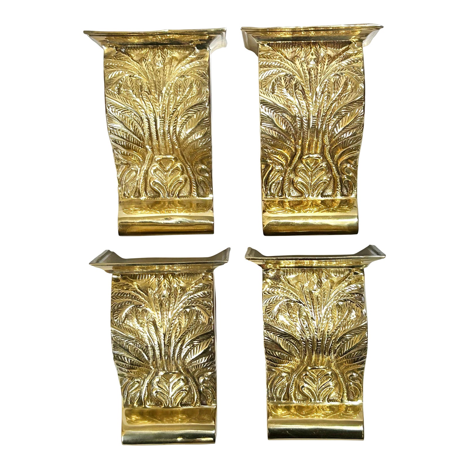 1970s Solid Brass Wall Mount Curtain Corbel Bracket - Set of 4 | Chairish
