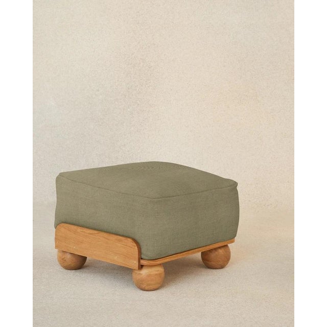 Cove Footstool in Natural Linen by Fred Rigby Studio | Chairish
