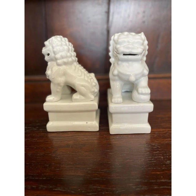 Modern Chinoiserie Mini White Foo Dogs- a Pair | Chairish