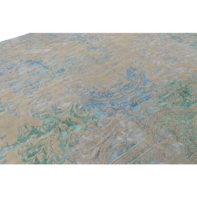 Rug & Kilim’s Modern Classics Rug in Beige-Brown & Blue With Floral ...