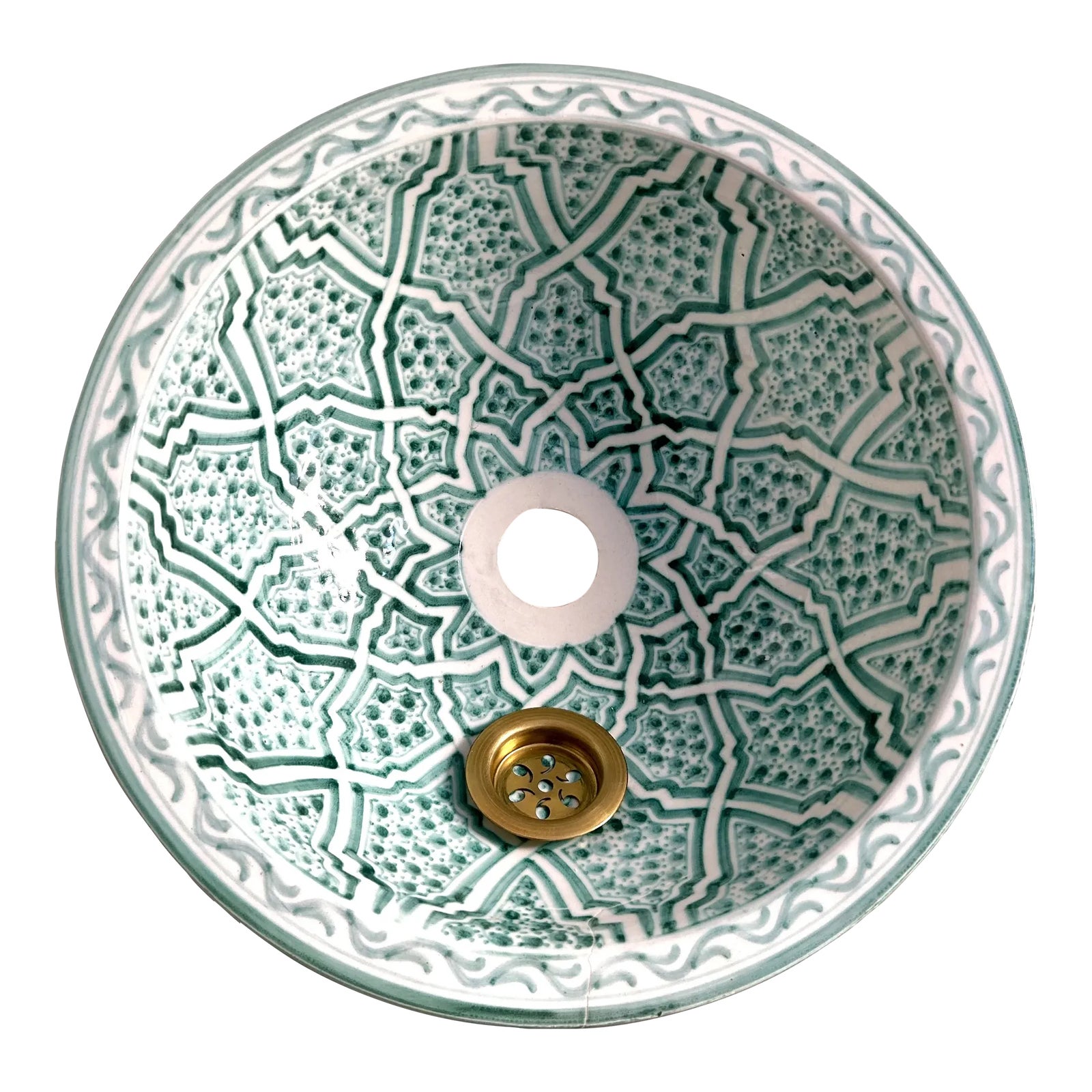 Moroccan Drop-In Sink Basin Sink for Bathroom With Brass Drain ...