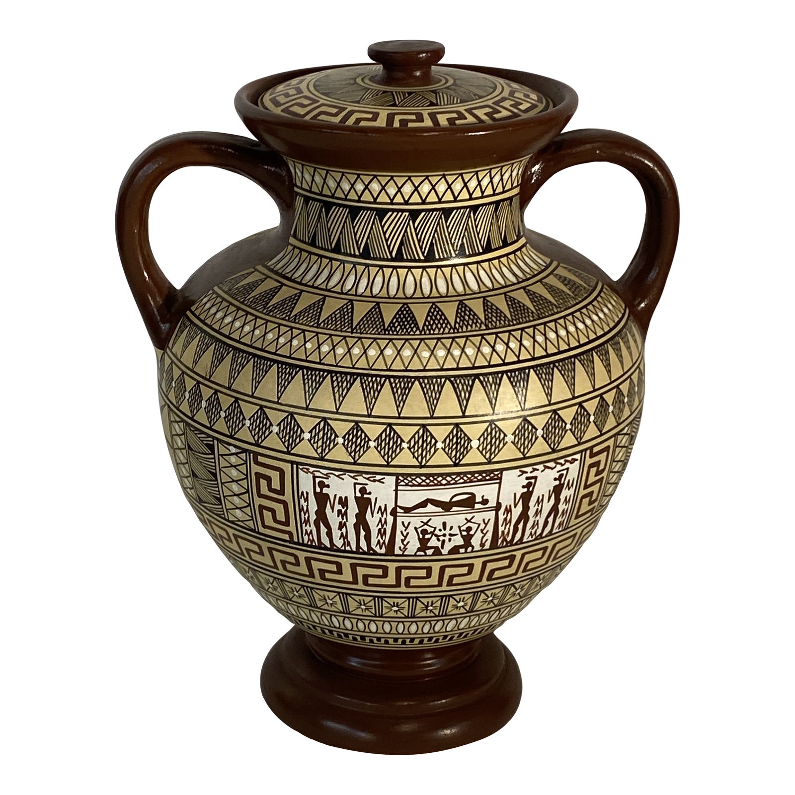 Late 20th Century Greek Hand Crafted & Painted Covered Vase Jar/Pot ...