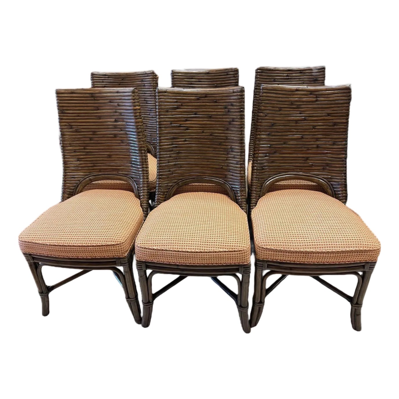 Palecek Lafayette Rattan Dining Chairs. Set of 6 | Chairish