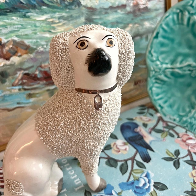 20th Century Staffordshire Confetti Dog Figurines - a Pair | Chairish