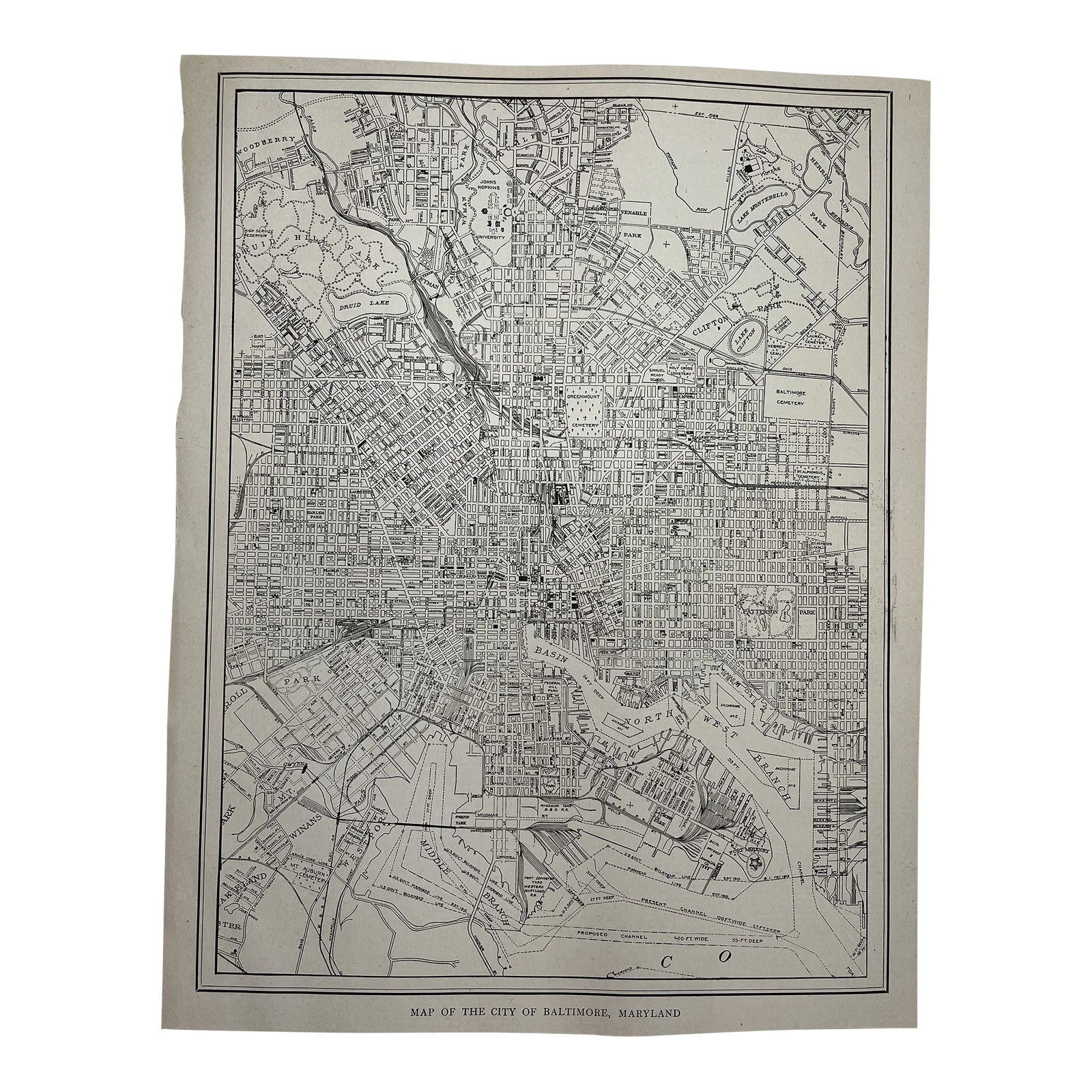Antique 1920s Baltimore Maryland City Map | Chairish