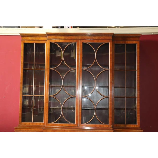 Satinwood Baker Furniture Company Crown Glass Breakfront Bookcase ...