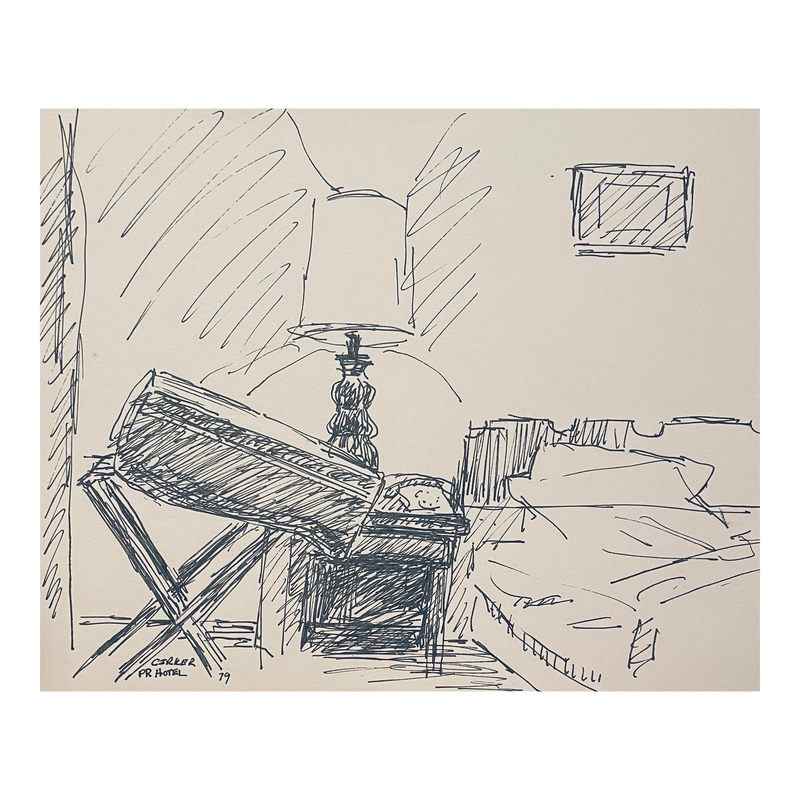 1979 Hayward Cirker Puerto Rico Hotel Interior Drawing | Chairish