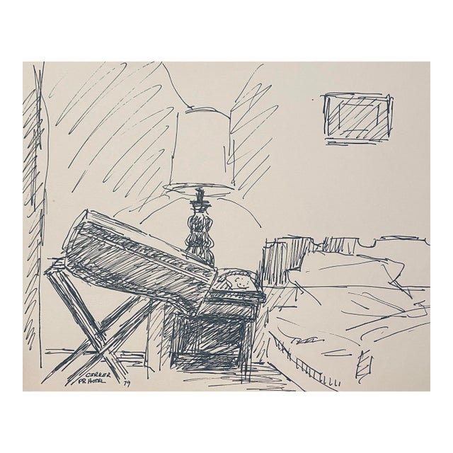 1979 Hayward Cirker Puerto Rico Hotel Interior Drawing | Chairish