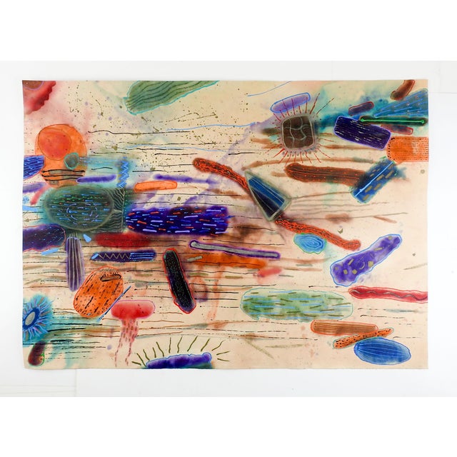 Abstract Expressionist Shapes Mixed Media Painting | Chairish