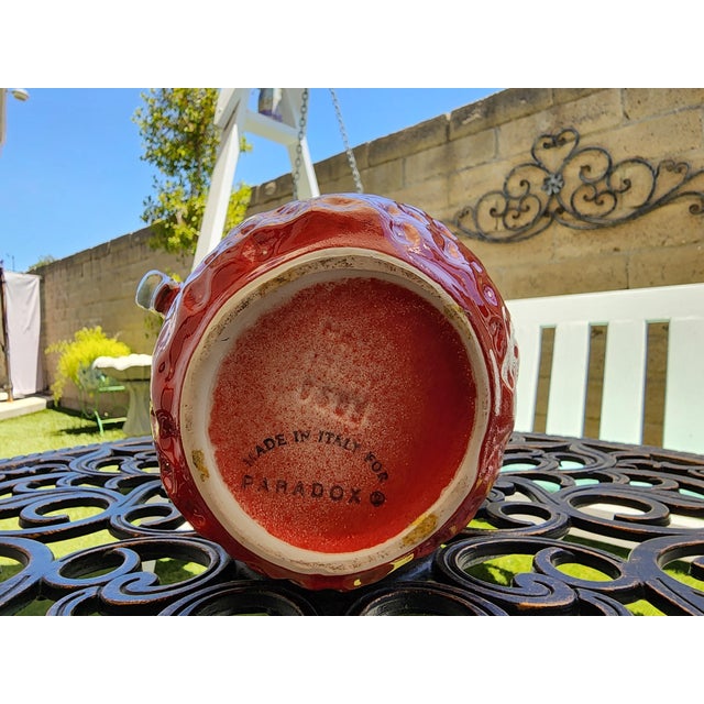 Vintage Italian Ceramic Strawberry Pitcher | Chairish