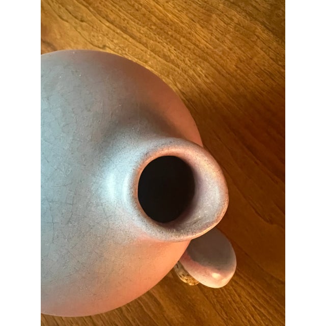 Vintage Rose and Aqua Shaded Matte Glazed Stoneware Wine Carafe. | Chairish