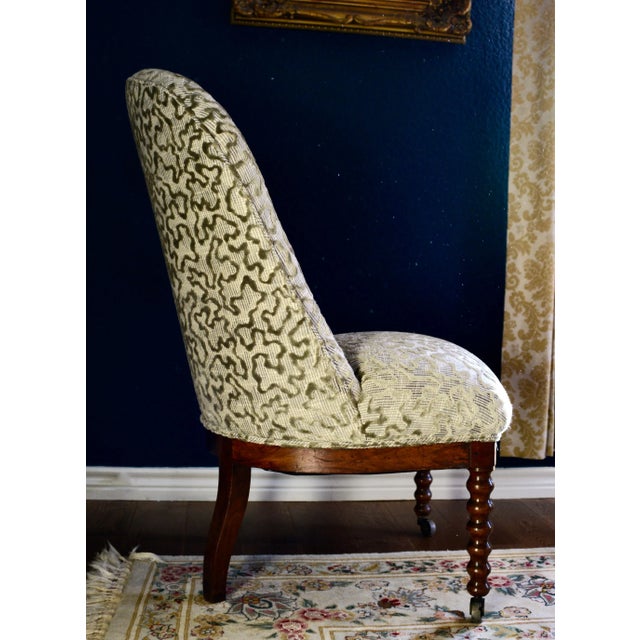 19th Century French Bobbin Leg Slipper Chair, Chauffeuse | Chairish