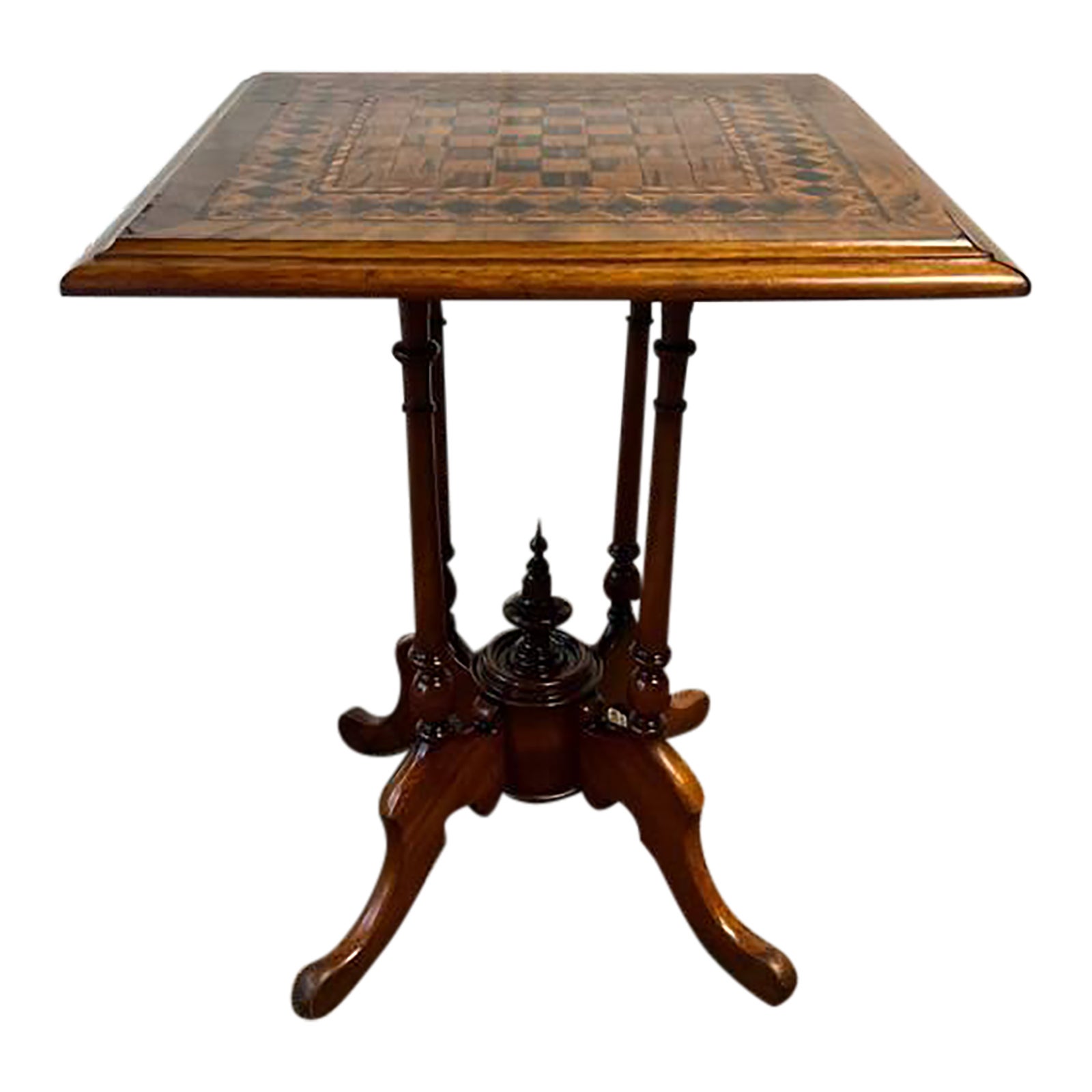 Antique Victorian Style Checkerboard/ Chess Board Inlaid Game Table ...