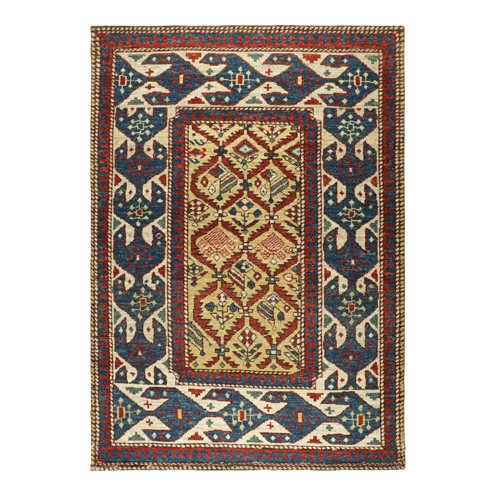 Rug & Kilim’s Caucasian Kuba Style Rug With Geometric Patterns | Chairish