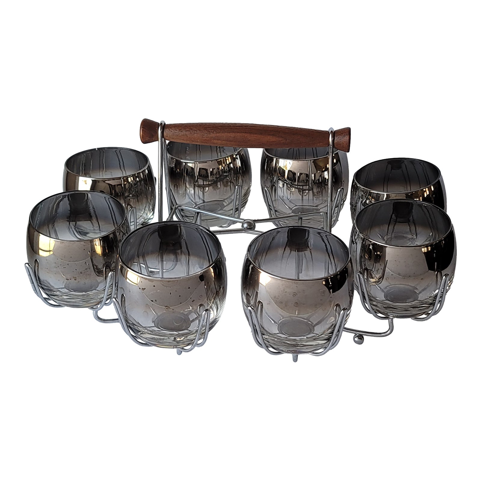 Vintage Mid Century Dorothy Thorpe Style Silver Fade Roly Poly Glasses ...