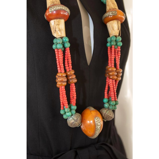 Vintage Moroccan Amber Resin Berber Wedding Necklace Wall Decor | Chairish