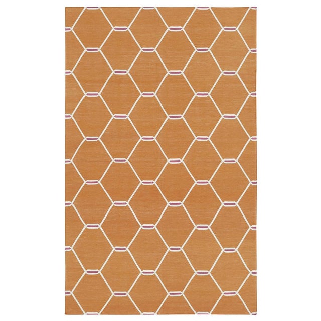 Vintage Wool Orange Dhurrie Rug, 2000s | Chairish