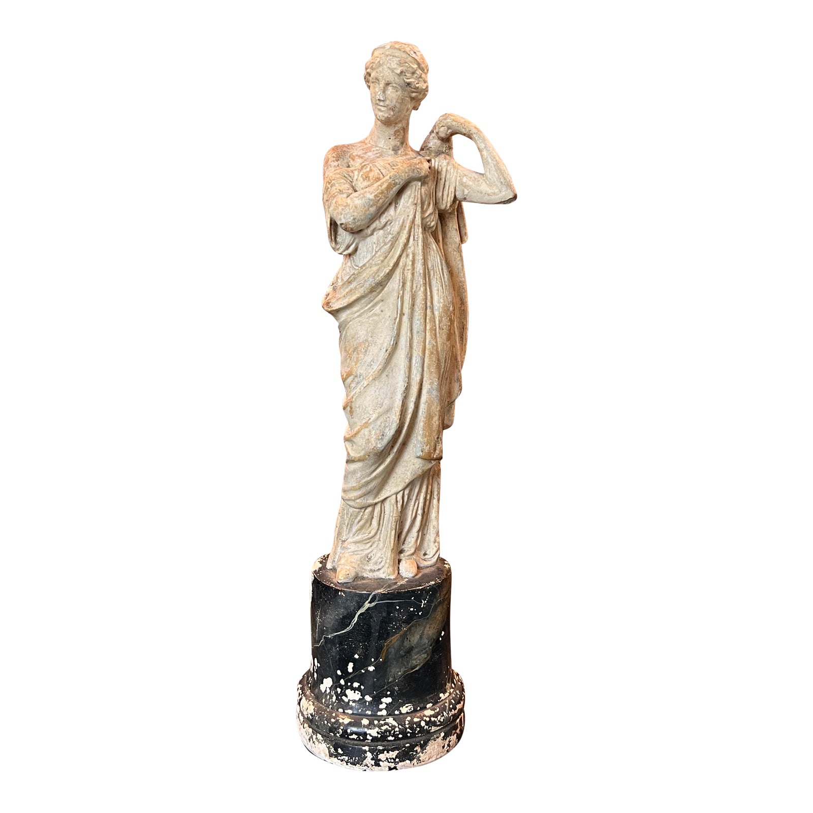 Grand Tour Style Plaster Tanagra Figurine Arranging Garments Raised on ...
