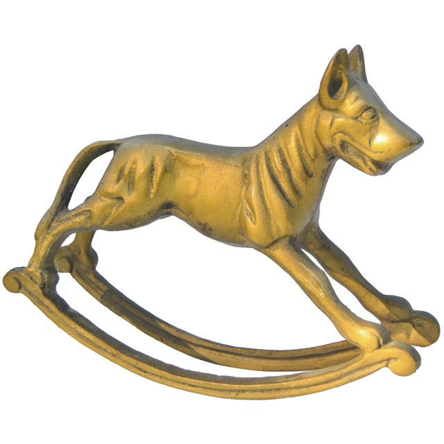 Midcentury Brass Rocking Dog | Chairish