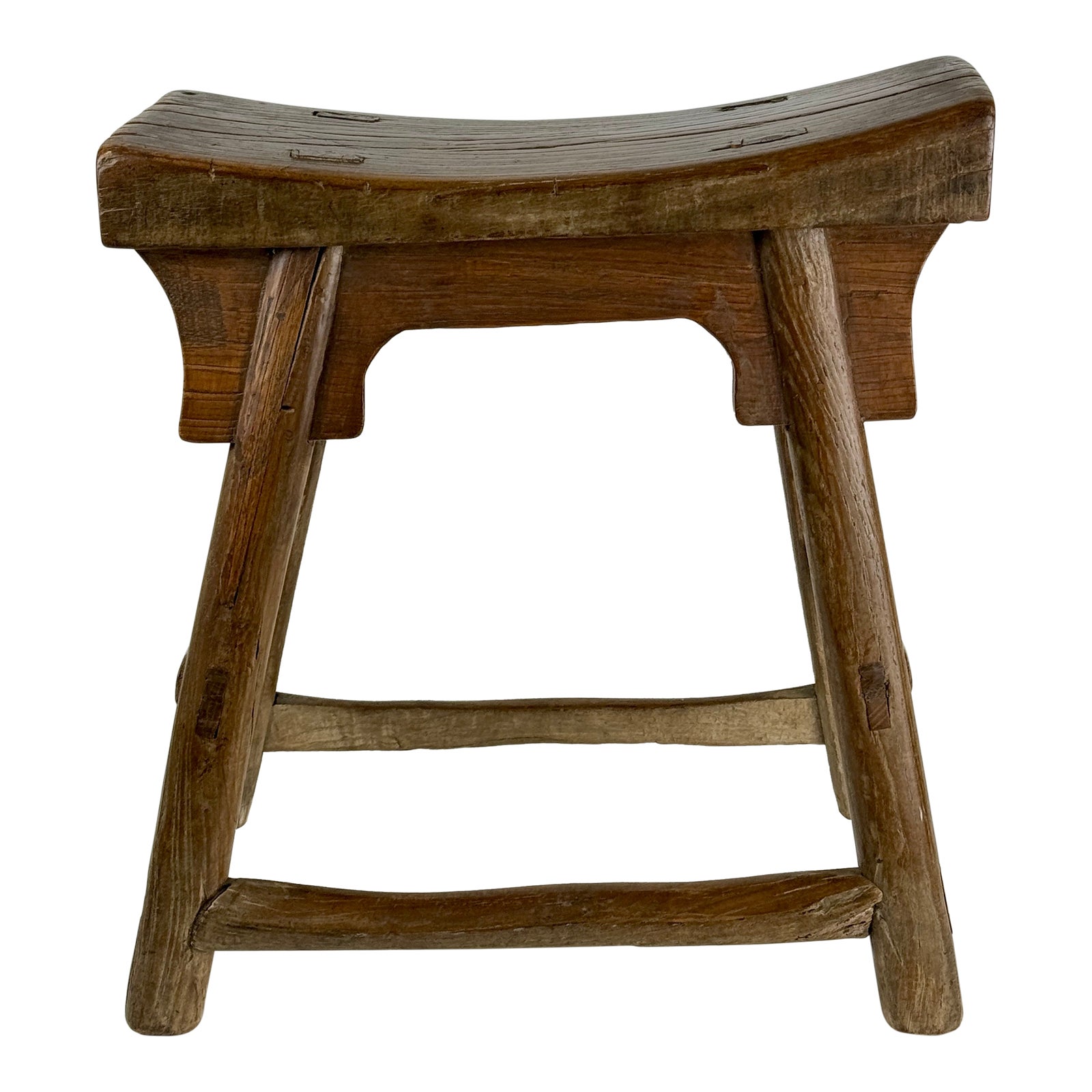 19th Century Chinese Stool With Skirt Design From Heavy Elm Wood, Hand ...