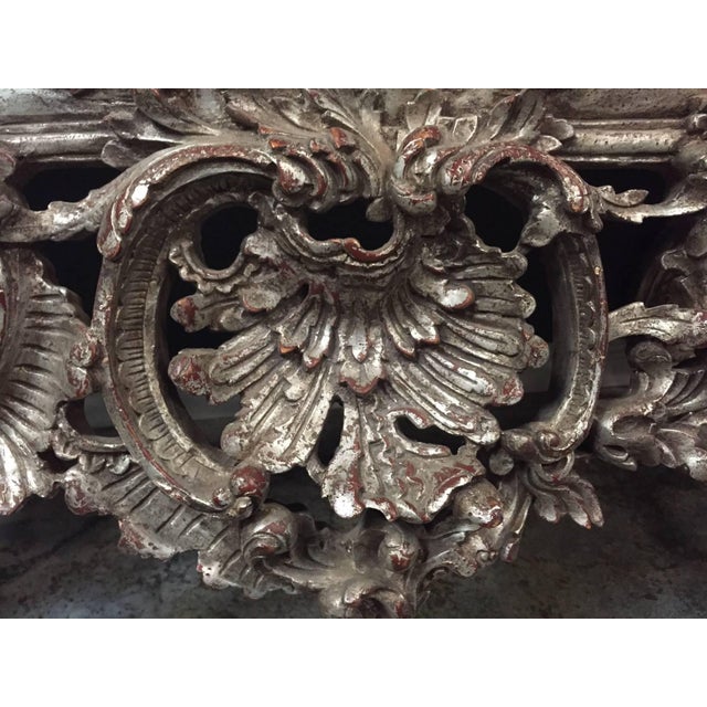 Large Italian Baroque Style Carved Silvered Wood Console | Chairish