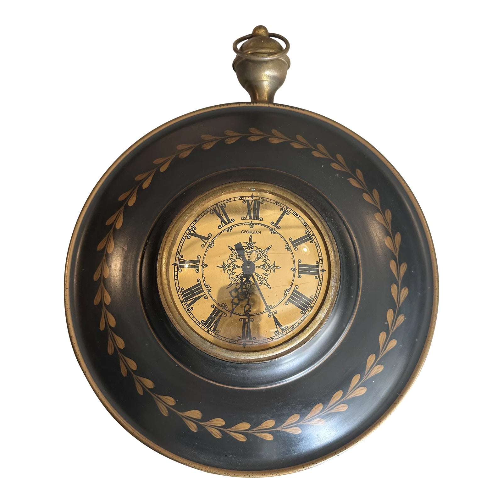 Tole Hand Painted Georgian Wall Clock | Chairish