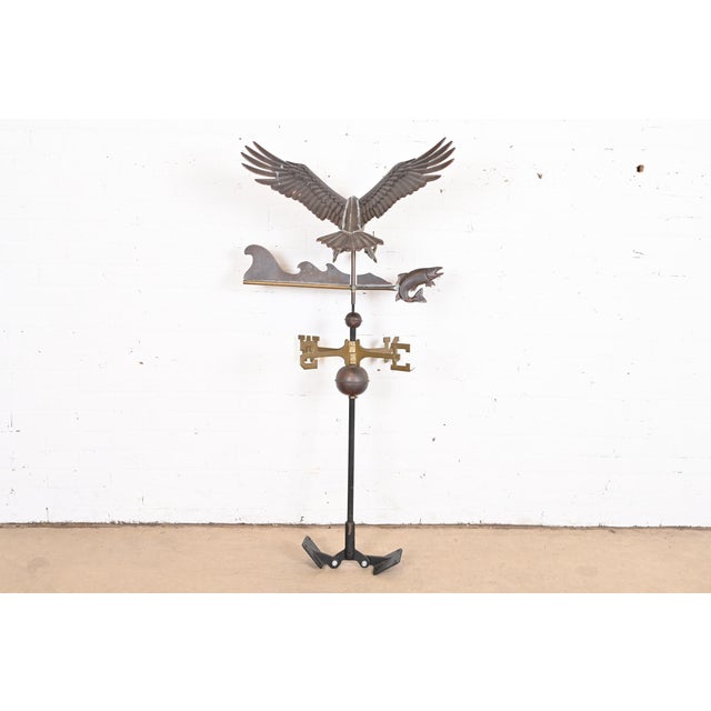 Vintage Eagle Hunting Fish Copper Weather Vane | Chairish