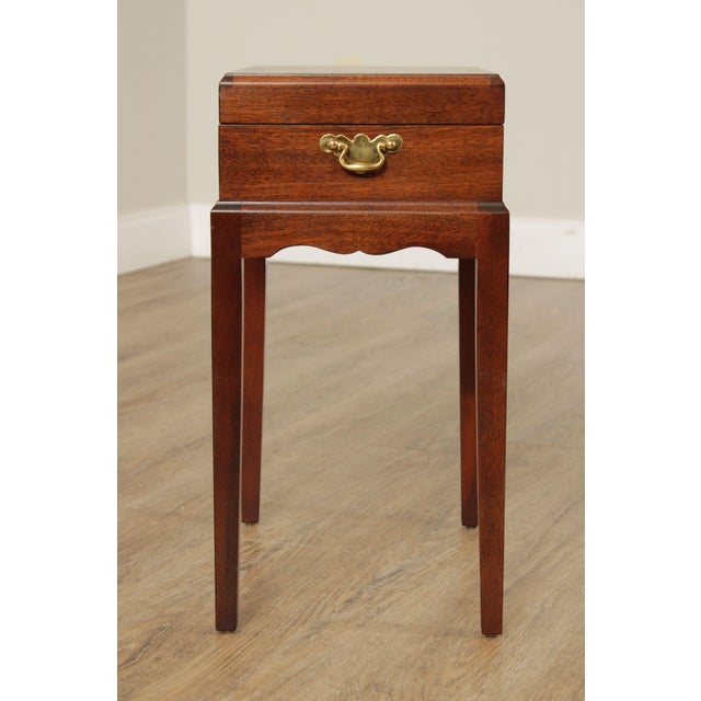Early 21st Century Mahogany Inlaid Box on Stand Side Table | Chairish