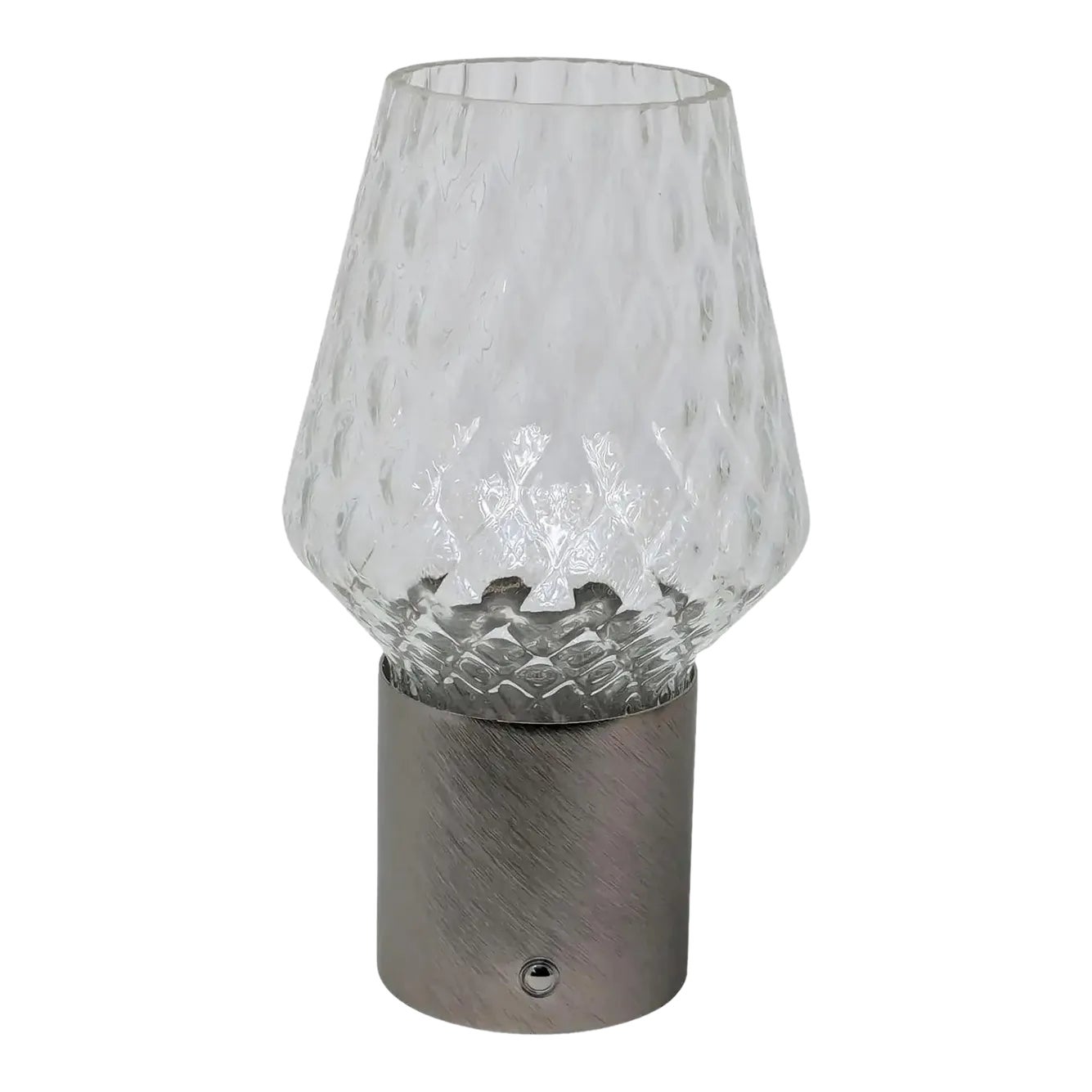Italian Wireless Brushed Steel Crystal Glass Portable Mini Table Lamp ...