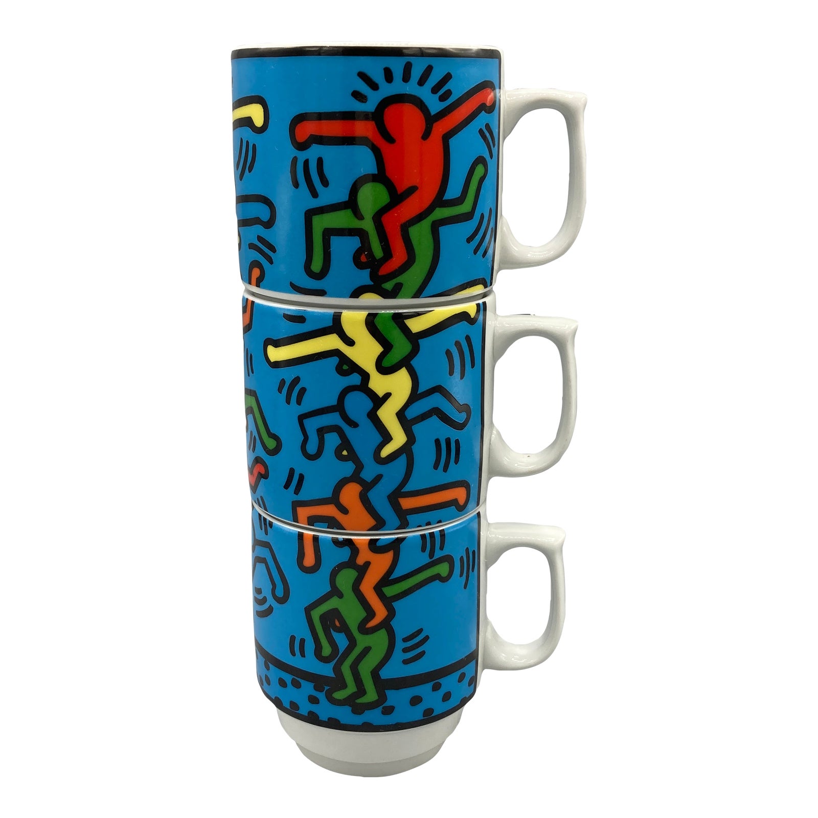 Keith Haring Stackmen Mugs Set of 3 | Chairish