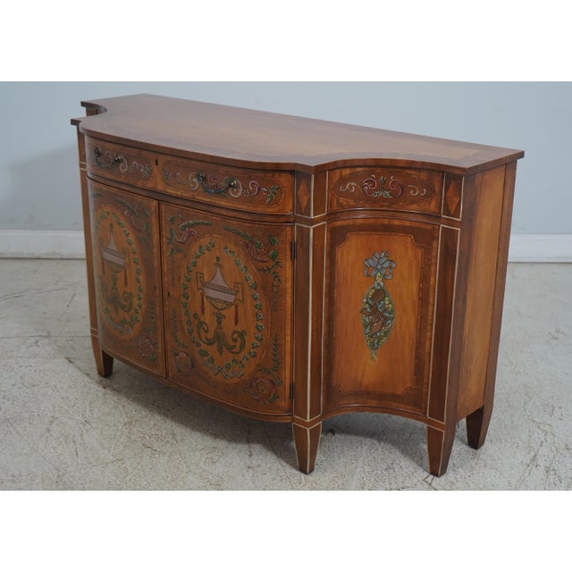 Wellington Hall Adams Paint Decorated Commode Server | Chairish