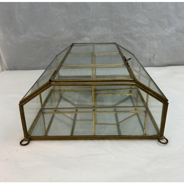 Mid 20th Century Vintage Glass and Brass 6 Sided Multi Level Display ...