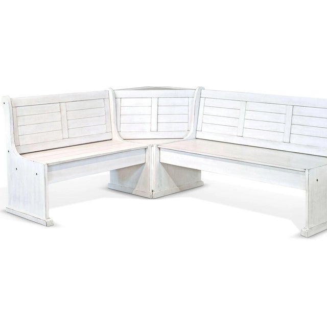 White Breakfast Nook Dining Set With Reversible Bench Storage - Set of ...