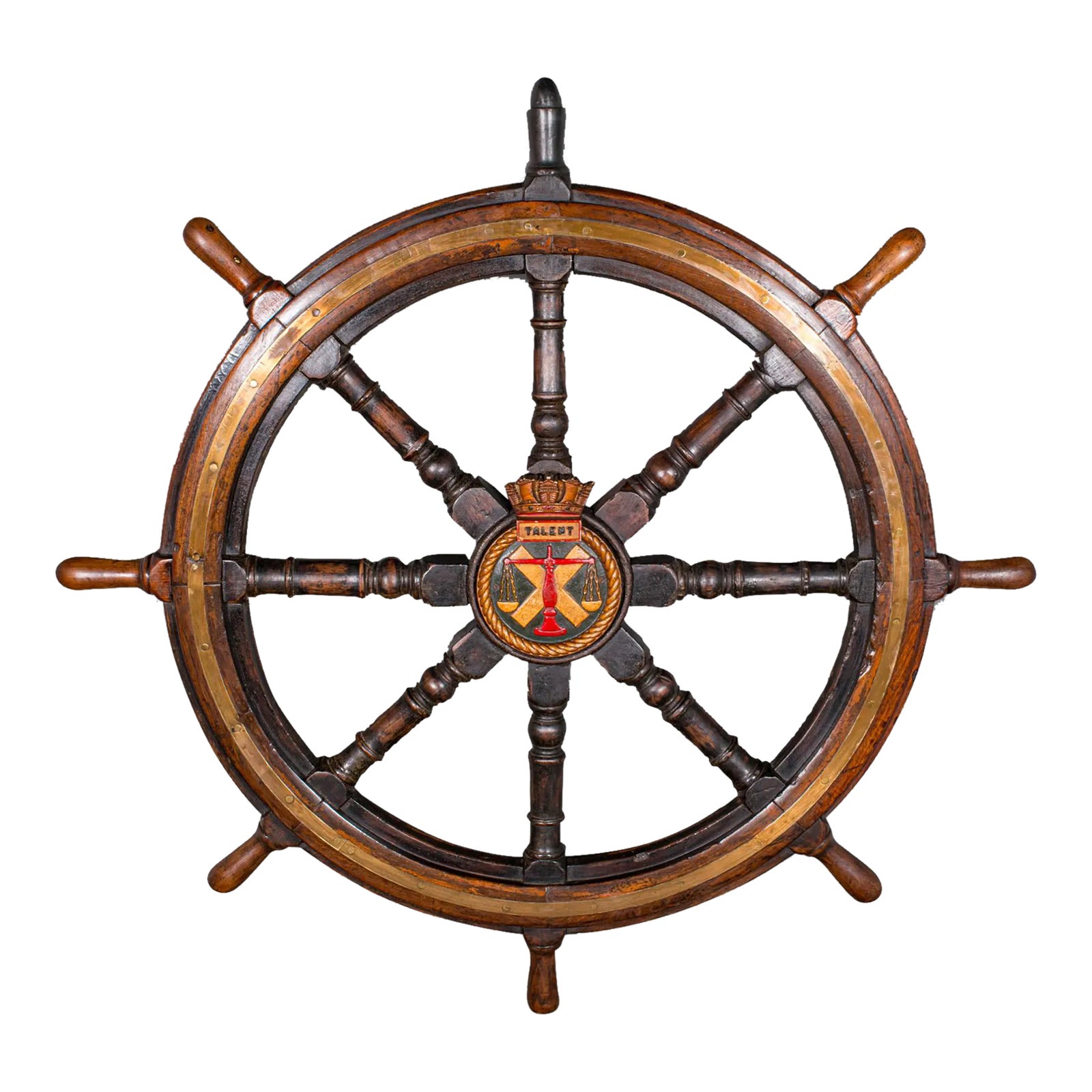 4' Large Antique Ship's Wheel, English, Oak, Decorative Maritime Helm ...
