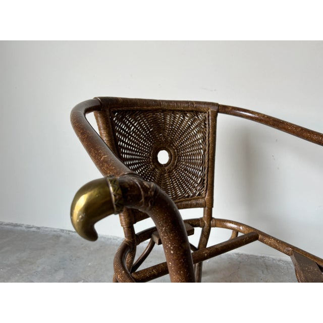 Vintage Organic Faux - Tortoise Shell Finish Rattan and Brass Accent ...