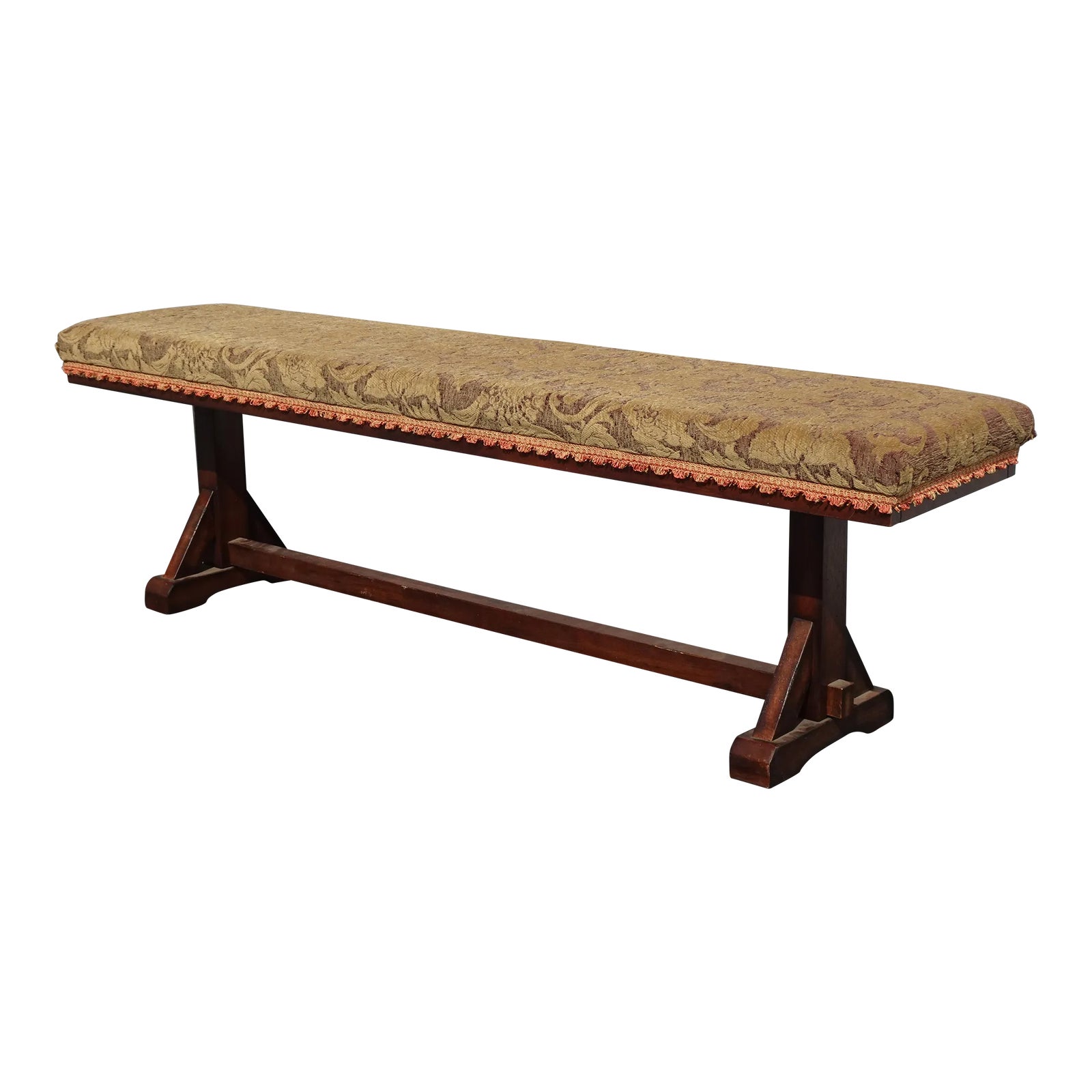 Vintage French Country Brown Bench ~ Bedside Bench | Chairish