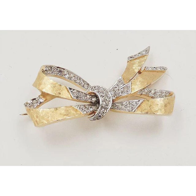 1960s Boucher Rhinestone Bow Brooch | Chairish