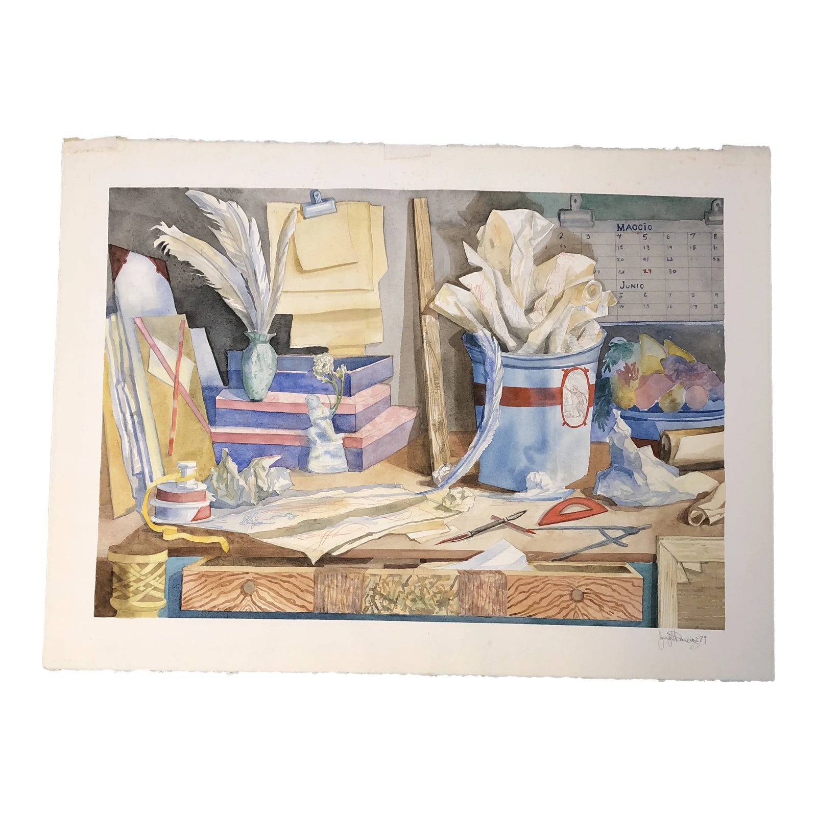 Original Vintage 1970’s Still Life Studio Watercolor Painting Signed ...