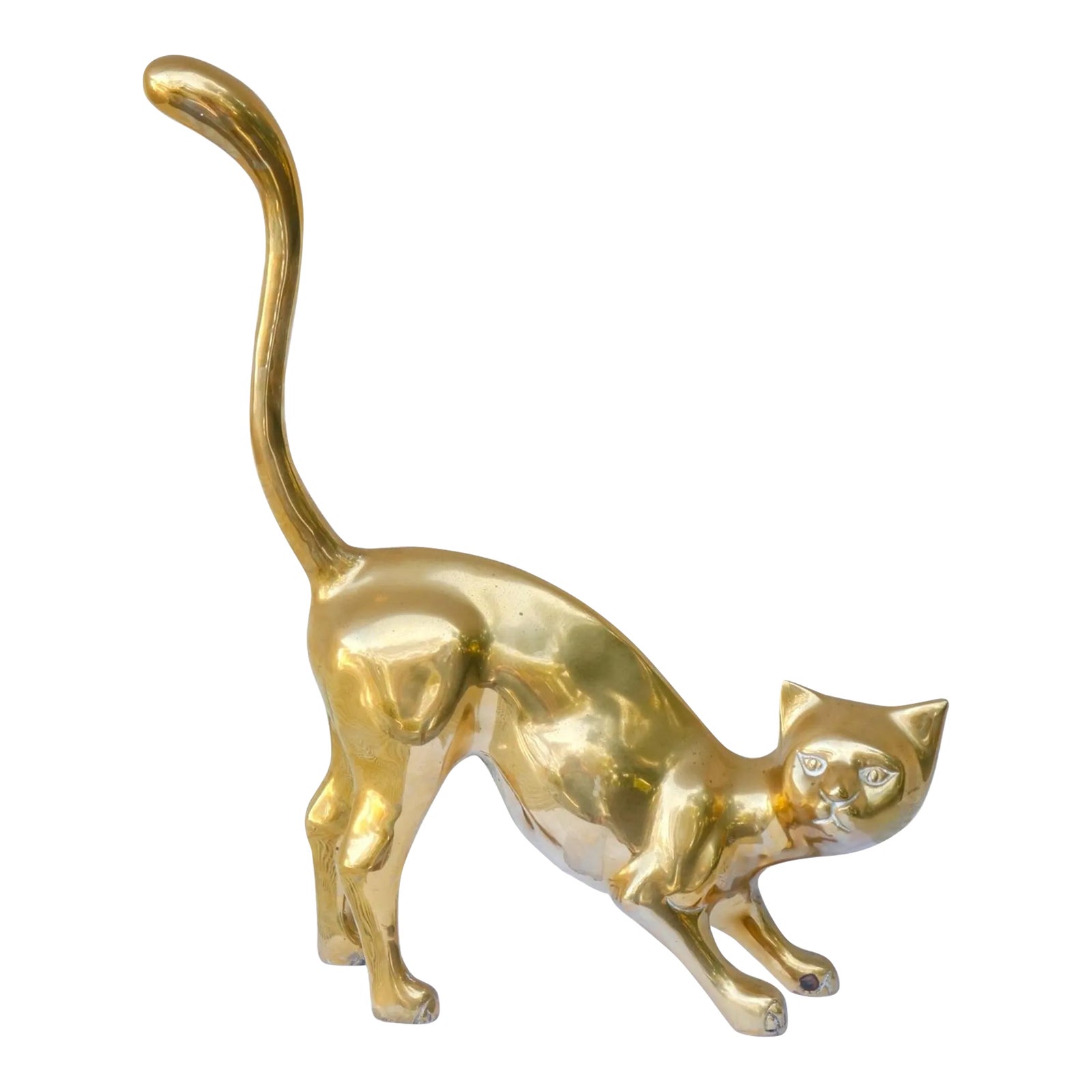 Modernist Brass Cat | Chairish