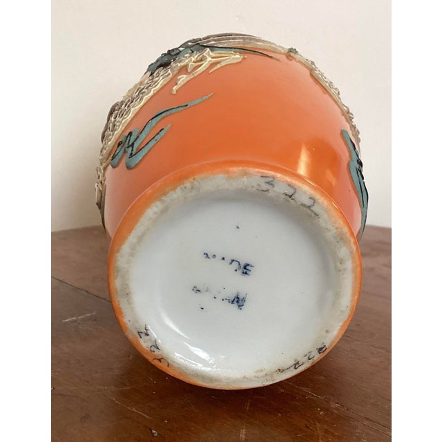 1920s 30s Japanese Porcelain Orange Moriage Dragon Vase Dragonware ...