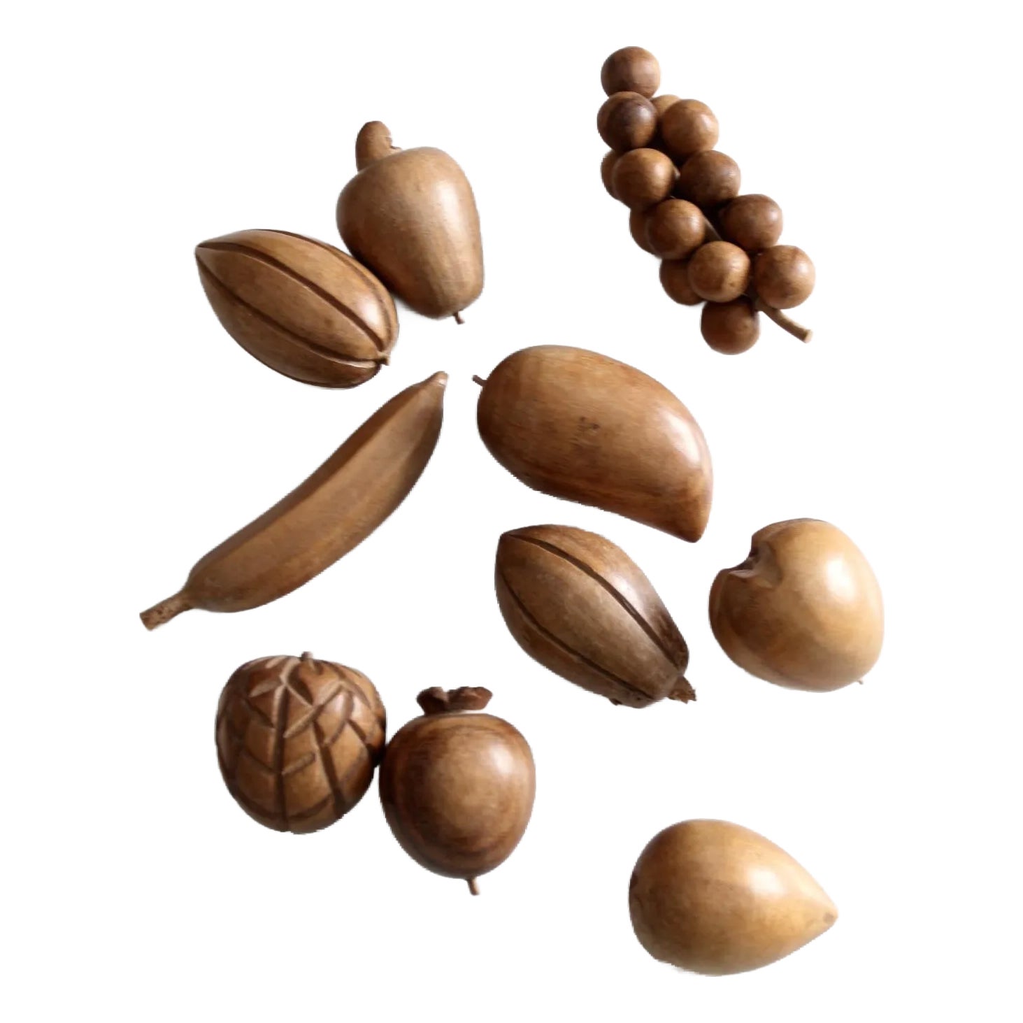 Mid-Century Monkey Pod Fruit Set | Chairish