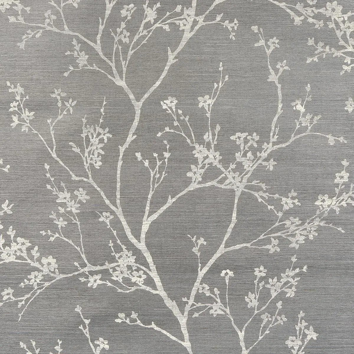 Schumacher Twiggy Sisal Wallpaper in Charcoal | Chairish