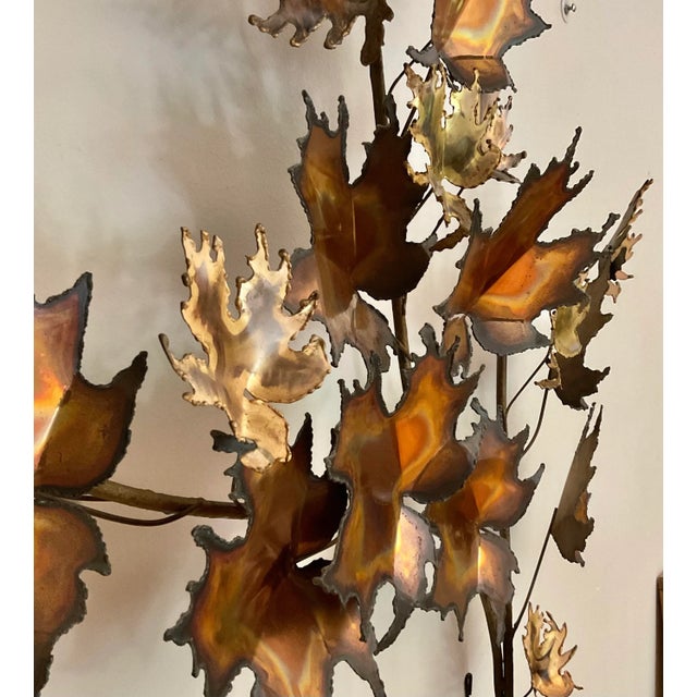 C Jere’ Large Mid Century Modern Maple Leaf Brass Copper Wall Sculpture ...